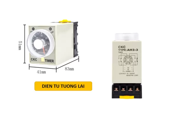 RơLe Thời Gian AH3-3 CKC 60s 220VAC Bao Gồm Đế